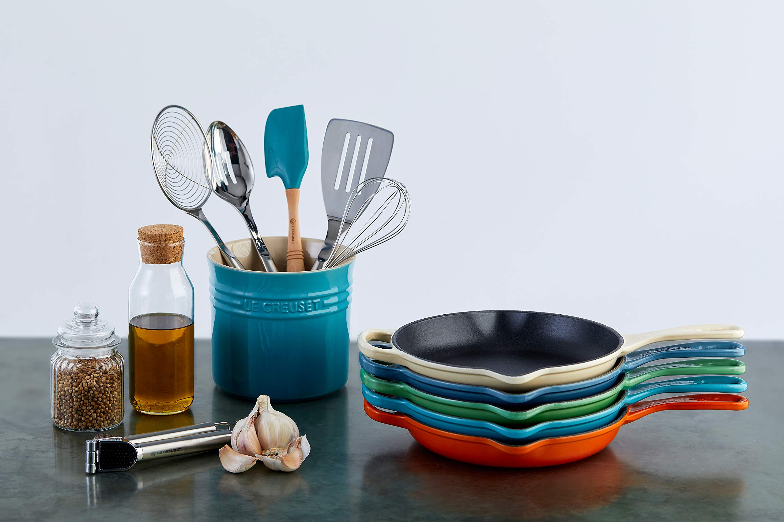 Le Creuset Enameled Cast Iron Signature Iron Handle Skillet, 11.75" (2-3/8 qt.), Caribbean