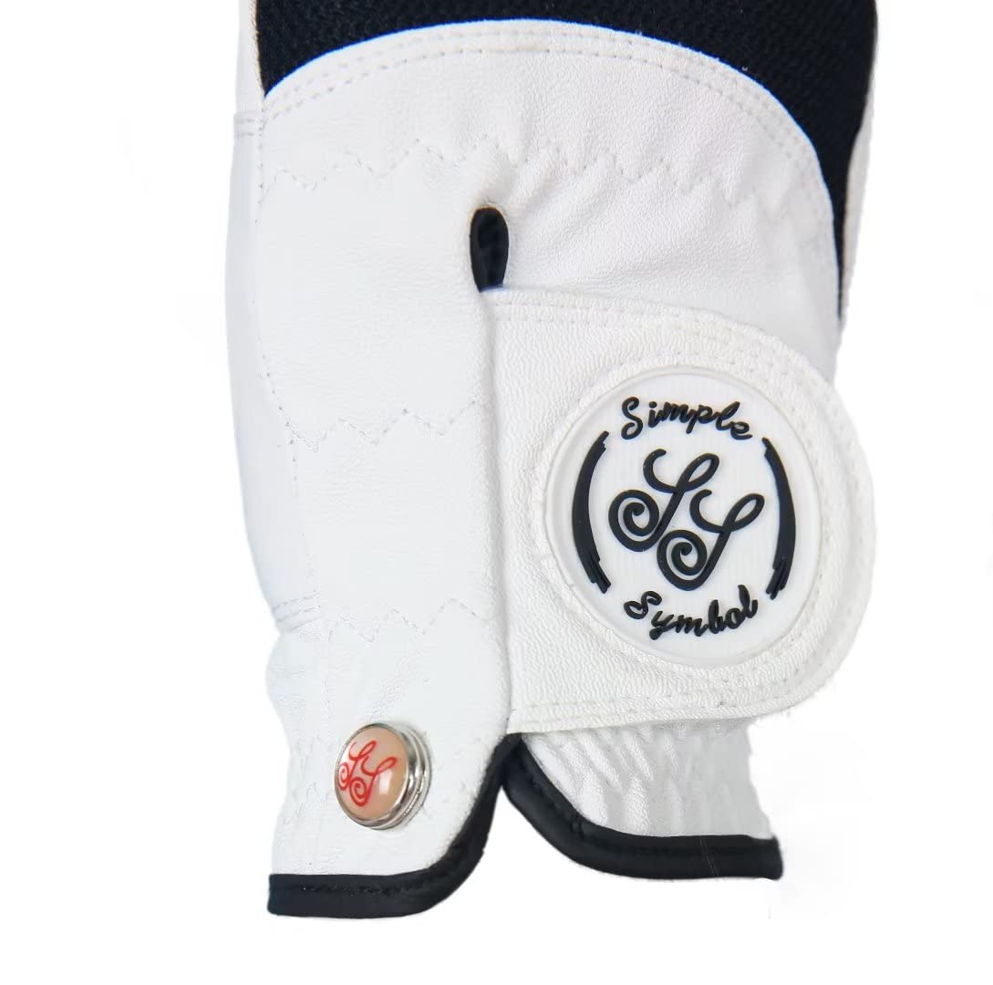 SIMPLE SYMBOL Men's Golf Glove Premium Synthetic Leather,Net Fabric,Stable Grip,Six Pack Value Left Hand Right Hand(Left is Wear on Left Hand,Right is Wear on Right Hand)(Black,S,Left)