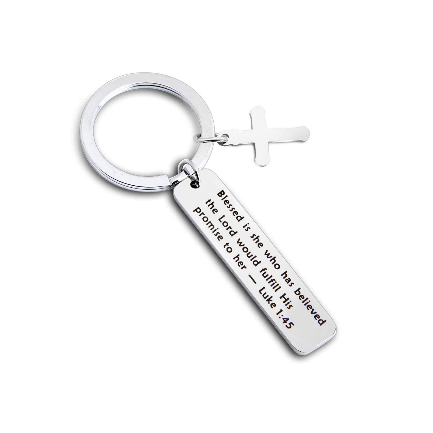 MAOFAED Religious Jewelry Bible Verse Keychain Blessed is She Who Has Believed The Lord Would Fulfill His Promise to Her