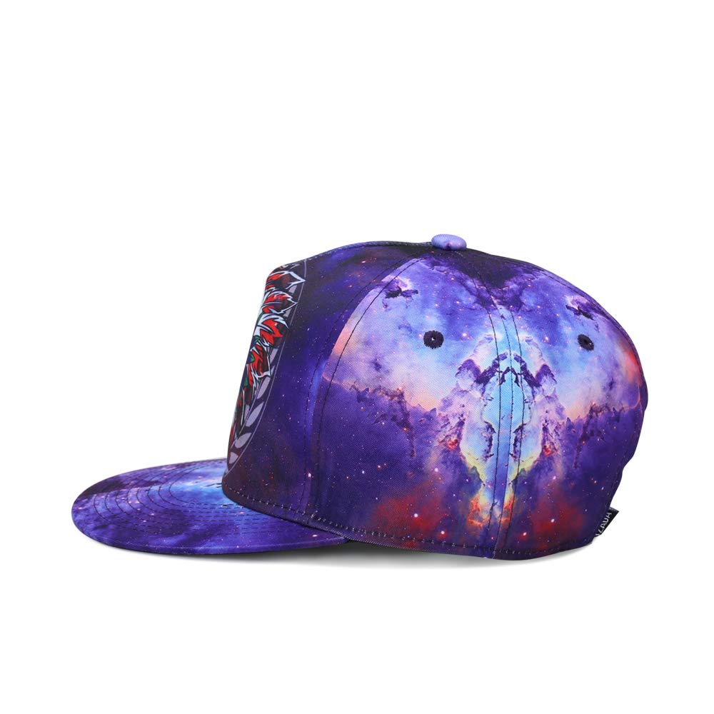 Quanhaigou Purple Galaxy Snapback Hat Unisex Adjustable Hat 3D Indian Printed Hip Hop Flat Bill Brim Baseball Cap