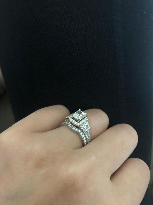 Molioaki 2 Carat (ctw) moissanite engagement rings for women Platinum Plated Silver moissanite rings 7