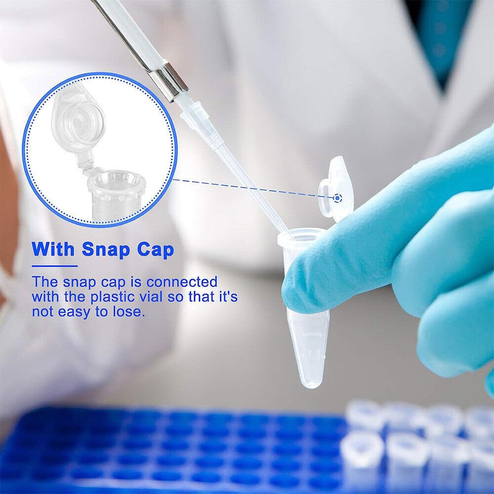 zoomto 2ml Microcentrifuge Tubes 1000PCS,Centrifuge Tubes with Attached Lid,Clear Round Micro Centrifuge Small Sample Bottle Vials Container for Lab,Plastic Lab Snap Tubes,[2ml, 2 Bag Packs,1000PCS]