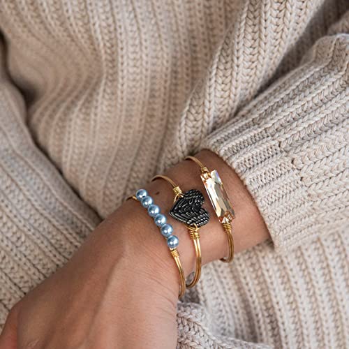 Luca + Danni Angel Wing Heart Bangle Bracelet For Women - Brass Tone Size Regular Made in USA