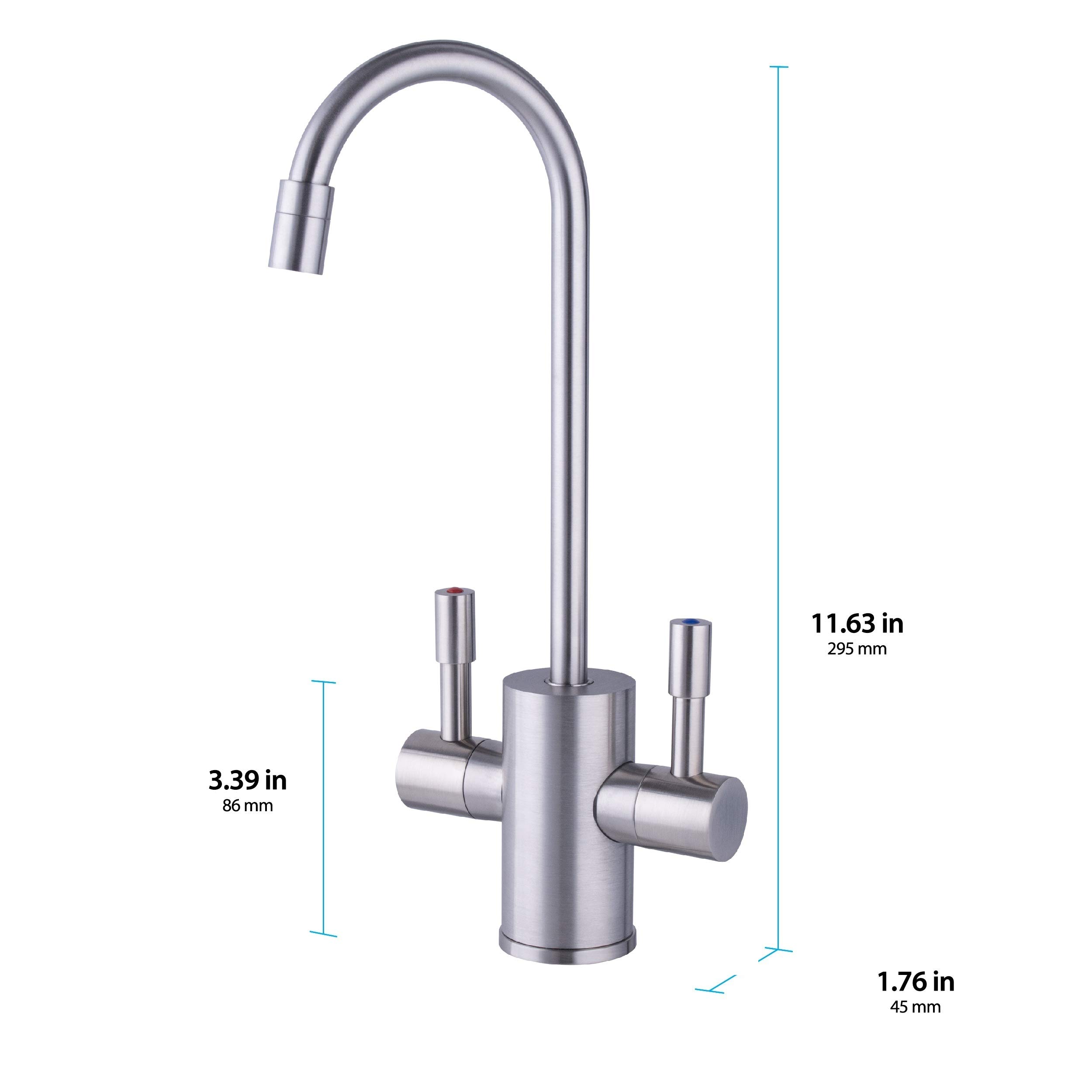 Ready Hot 41-RH-300-F560-BN Instant Hot Water Dispenser System, 2.5 Quarts, Digital Display Dual Lever Hot and Cold Water Faucet Brushed Nickel