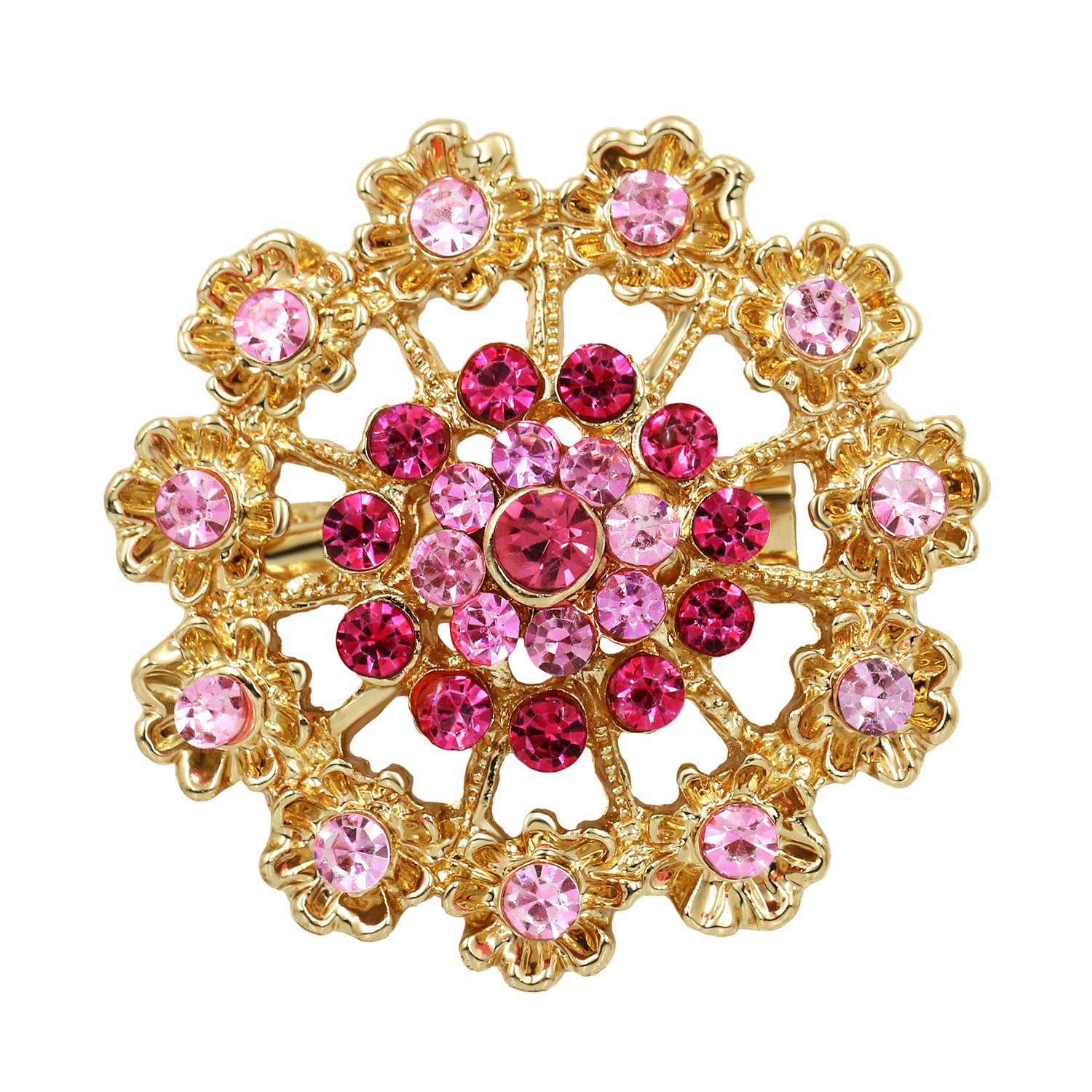 Lot 24pc Mixed Color Rhinestone Crystal Flower Brooches Pins