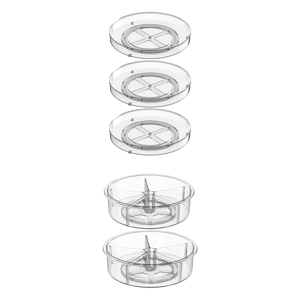 SANNO Lazy Susan Turntable Organizer Cabinet Organizer 12" Divided Lazy Susan Turntable Storage Container for Kitchen Cabinet