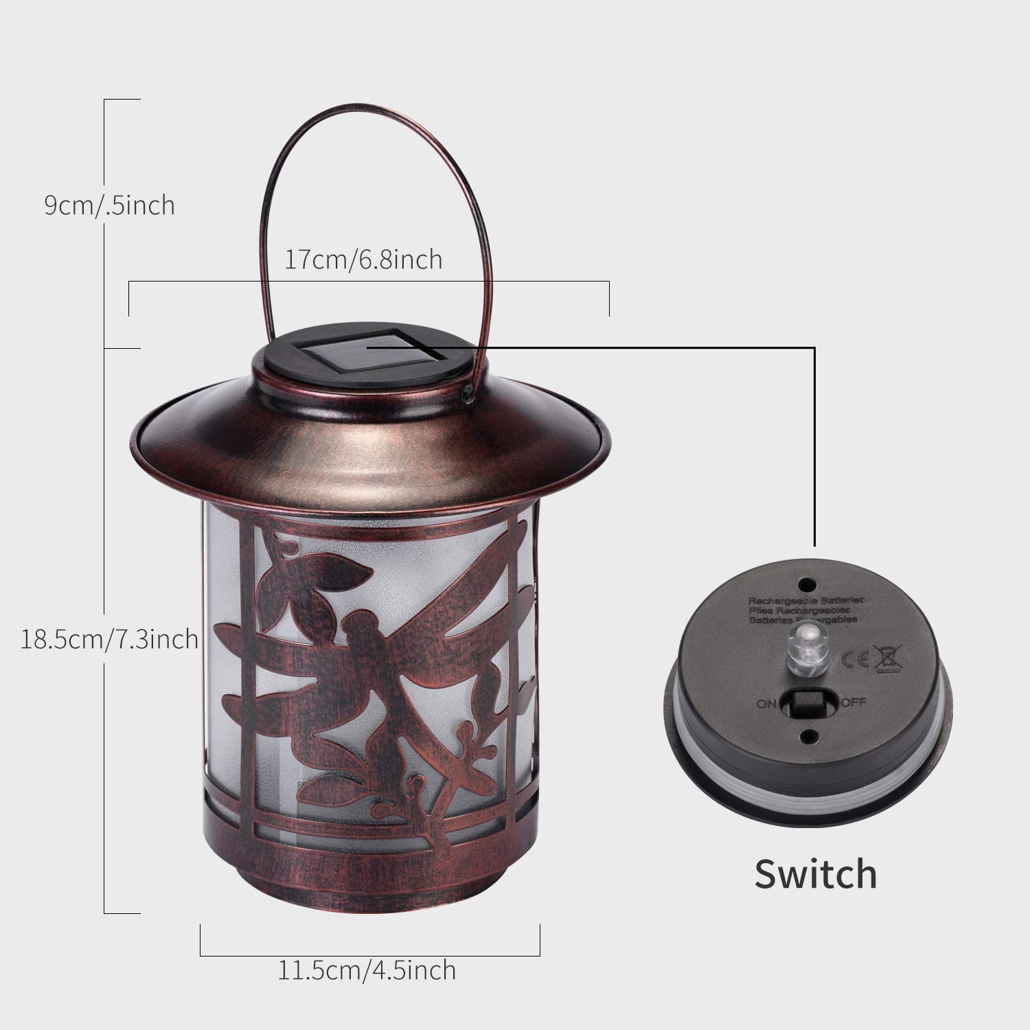 Solar Lantern Lights Outdoor, Dragonfly Waterproof Metal Hanging Solar Lights Decorative for Garden, Patio, Courtyard and Tabletop (Dragonfly)