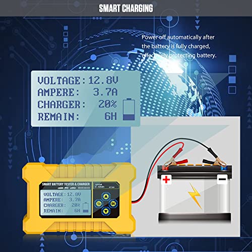 MR CARTOOL Automotive Battery Testers & Car Battery Charger, Car Cranking and Charging System Test Scan Tool Smart Digital Battery Analyzer for 12V Vehicles(AUTOOL BT380)