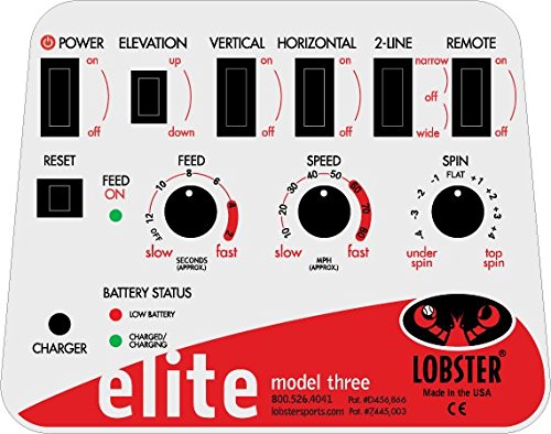 Lobster Sports Elite Three Tennis Ball Machine with Elite 10-Function Remote Control