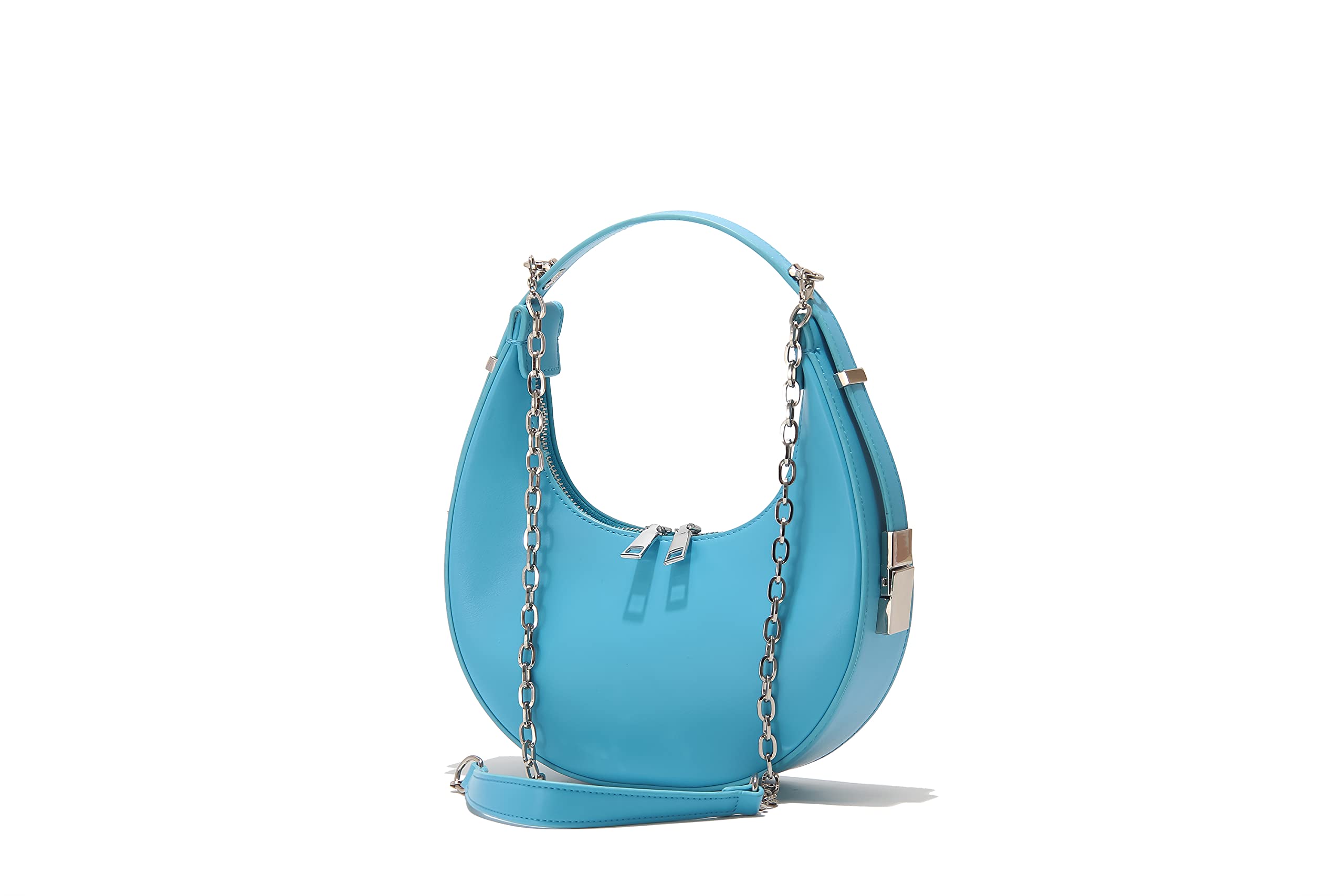 Shoulder Bags Handbag for Women, Crossbody Bag Detachable Shoulder Strap Soft PU Leather Zipper Closure - Sky Blue