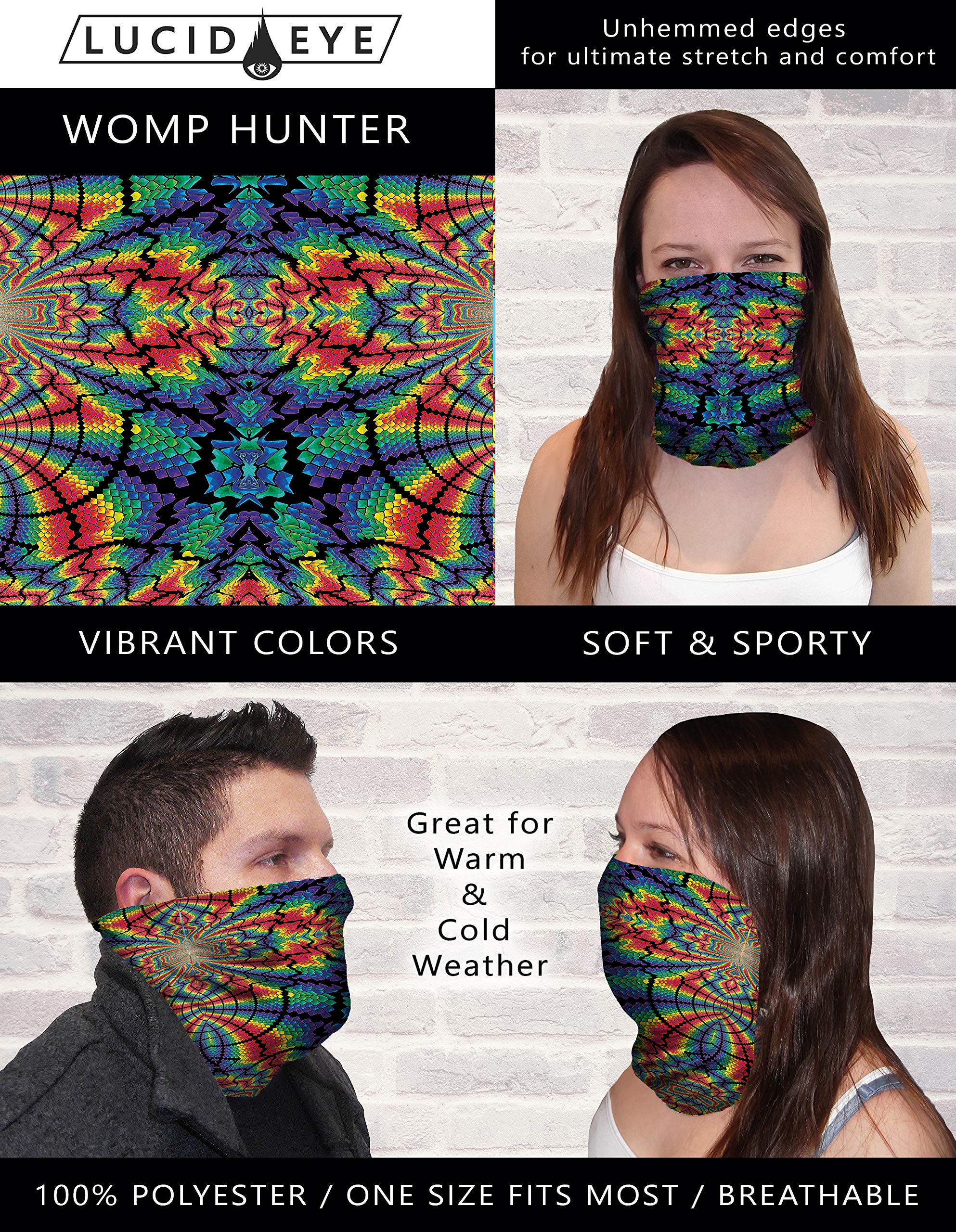 Lucid Eye Neck Gaiter Multipack 3PCS, Colorful Festival Series, Stretchy Tube Scarf