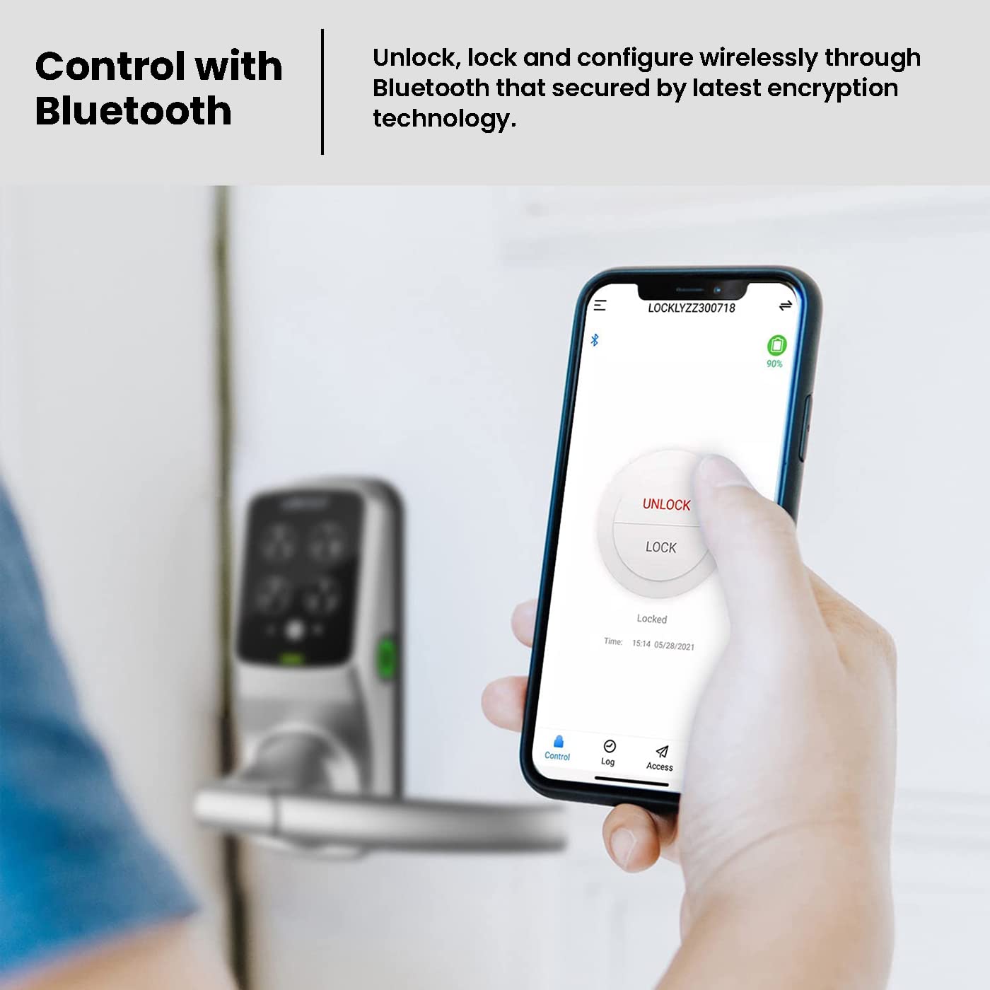 Lockly Secure Plus, Bluetooth Smart Lock, Keyless Entry Door Lock, PIN GenieĀ® Keypad, 3D Biometric Fingerprint Sensor, Auto Lock - Satin Nickel (PGD628FSN) - Latch Edition