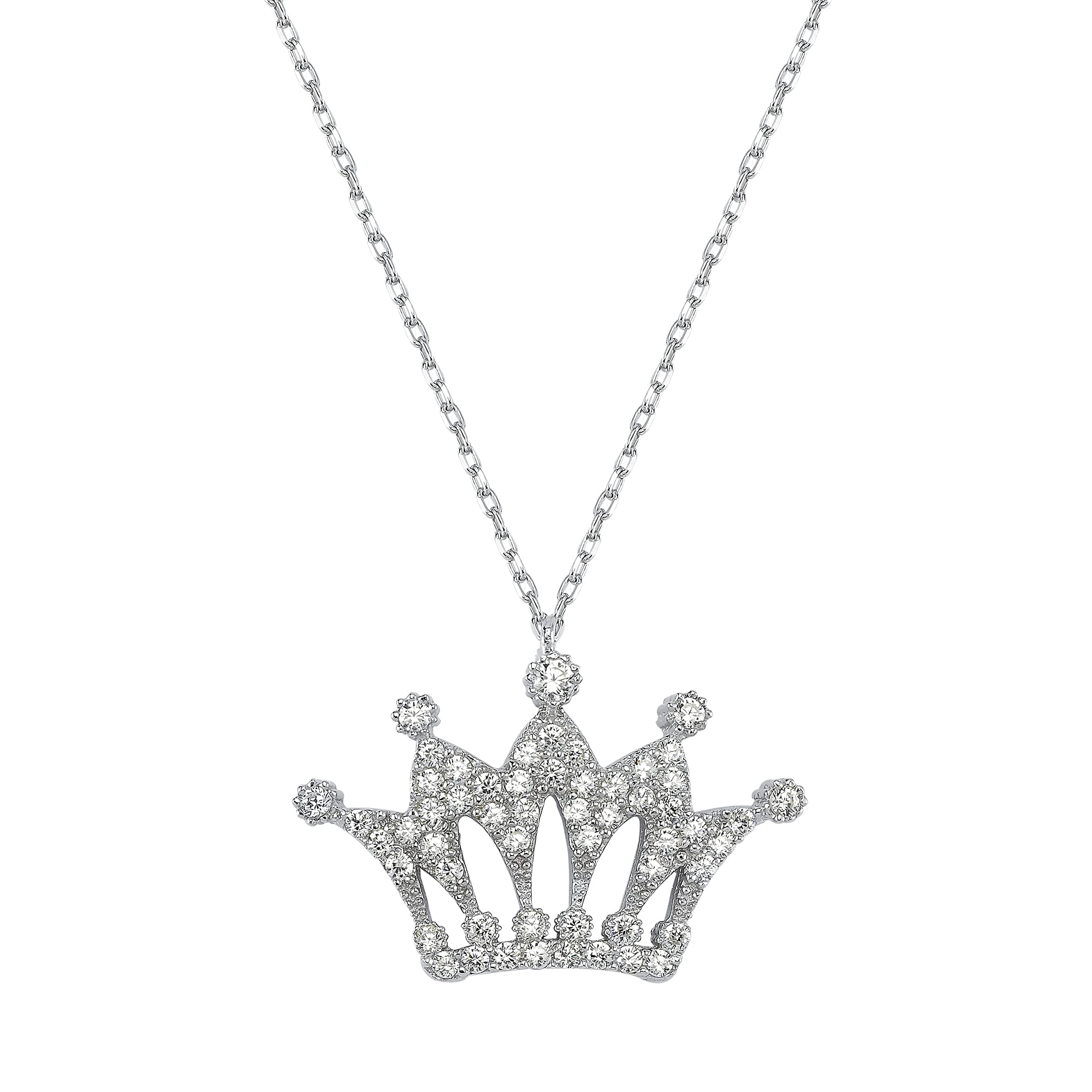 Queen Crown 925 Sterling Silver Pendant Necklace (Sterling Silver)