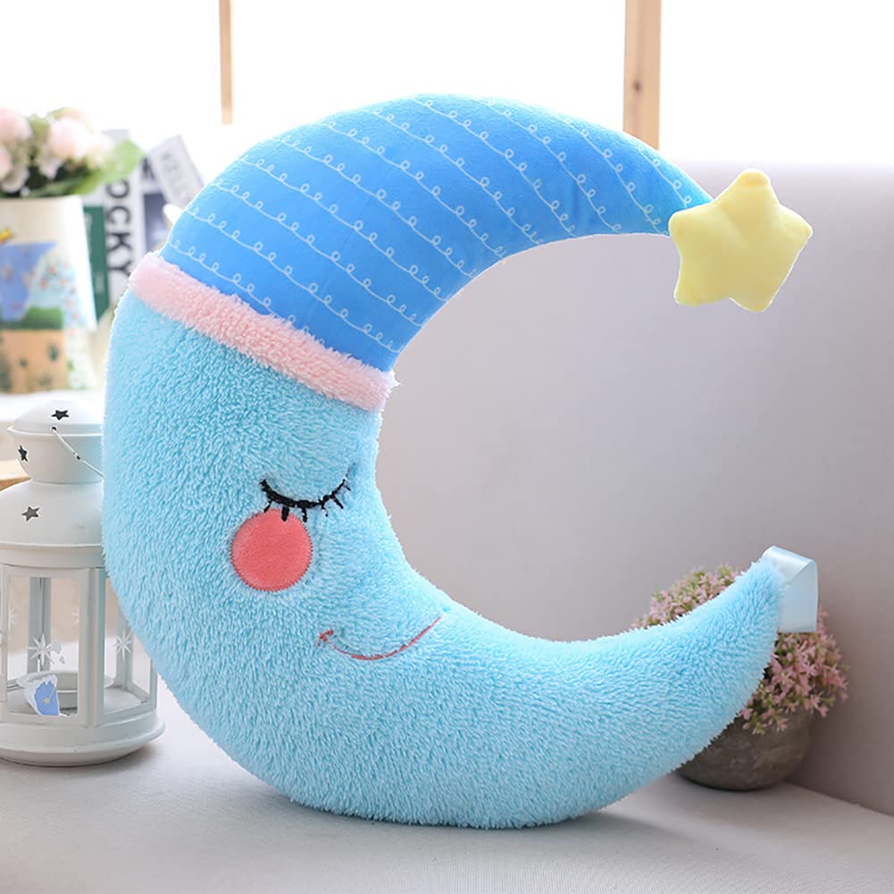 unlockgift Moon Shaped Pillows Plush Star Cloud Water Drops Cute Throw Pillows for Bedroom/Play Room/Nursery Decoration-Pink-Cloud