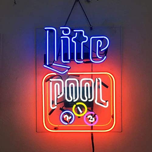 Queen Sense 20" Millers Lite Pool Billiards Neon Sign Acrylic Beer Pub Bar Handmade Wall Decor Neon Light A120LPA