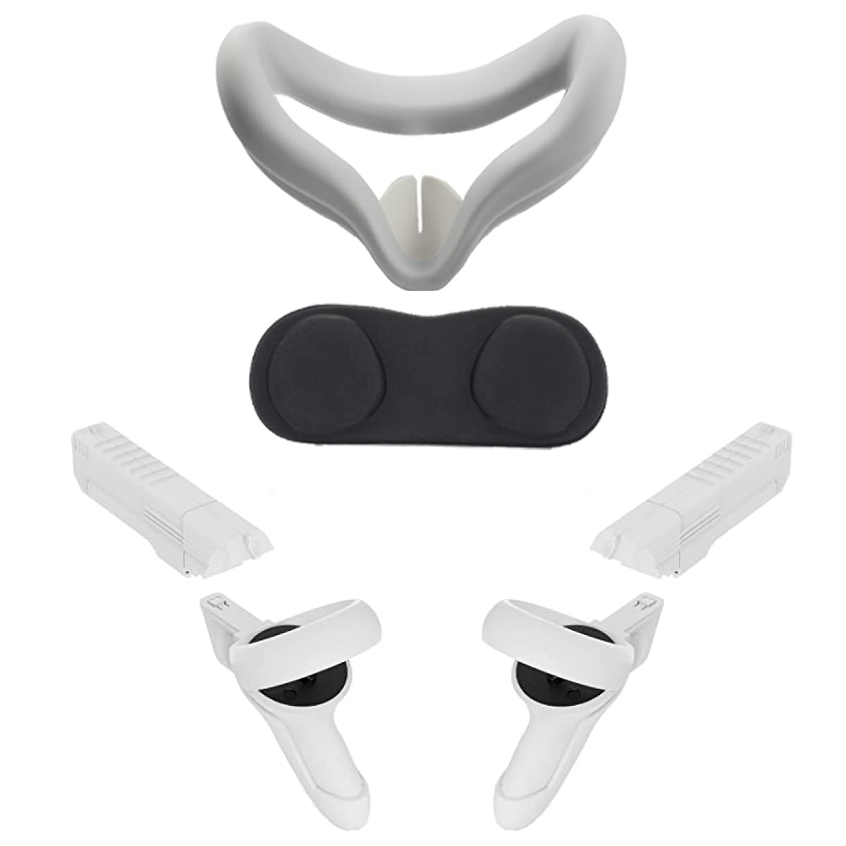 SINBEAUTIES VR Game Controller Accessories, Face Cover and Lens Cover Combo Compatible for Quest 2, Enhanced FPS Gaming Experience for Virtual Games (White,3-in-1)