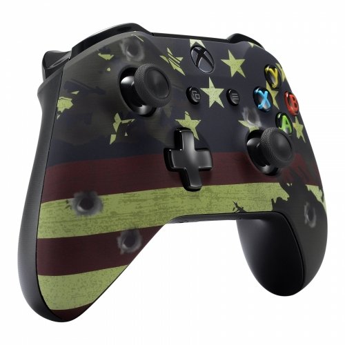 MODDEDZONE Custom MODDED Wireless Controller for Xbox One S/X and PC - With Unique Smart Mods - Best For First Person Shooter Games - Handcrafted by Experts in USA with Unique Design - American Flag