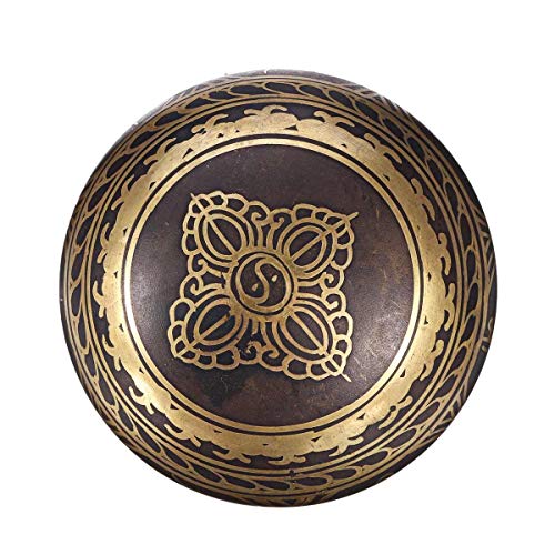 TJLSS Tibetan Meditation Singing Bowl Nepalese Buddhist Chanting Bowl Buddhist Sound Bowl + Mallet Mat Copper Handmade Carft