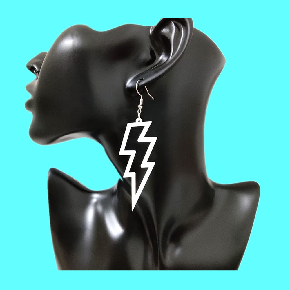Retro Halloween Lightning Bolt Earrings 80s Neon Earrings Accessories for Women Acrylic Funky Earrings for 80's Party Favor