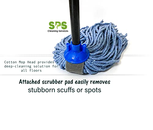 Screw Mop Head Replacement Cotton String Mops for Floor Cleaning Traditional Deck Refill Blue Removable Professional