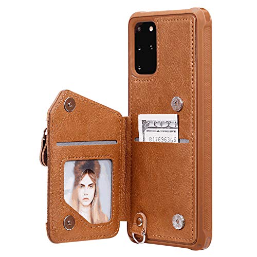 TemplarMoon Flip Case Fit for Samsung Galaxy S9 Plus, Kickstand Card Holders Extra-Protective Brown Leather Cover Wallet for Samsung Galaxy S9 Plus