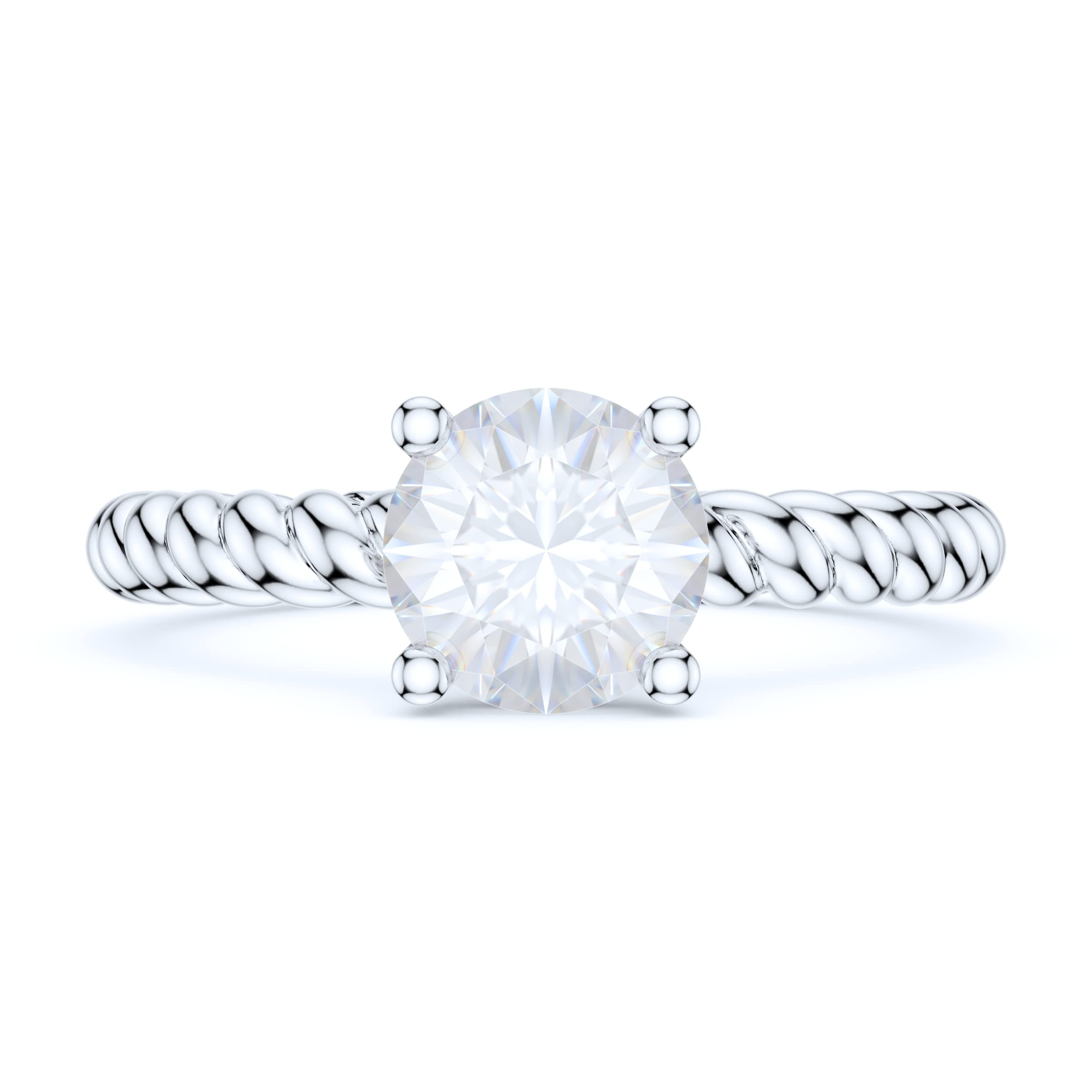 PRSTANI Sterling Silver Twisted Rope Comfortable Shank 1CT Simulated Round Brilliant Diamond Promise Solitaire Engagement Ring (5)