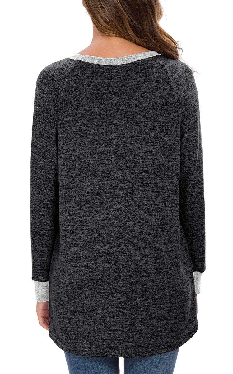 LILBETTER Womens Loose Long Sleeve Tops Crew Neck Casual Blouses Tunic Tops(Black,Small)