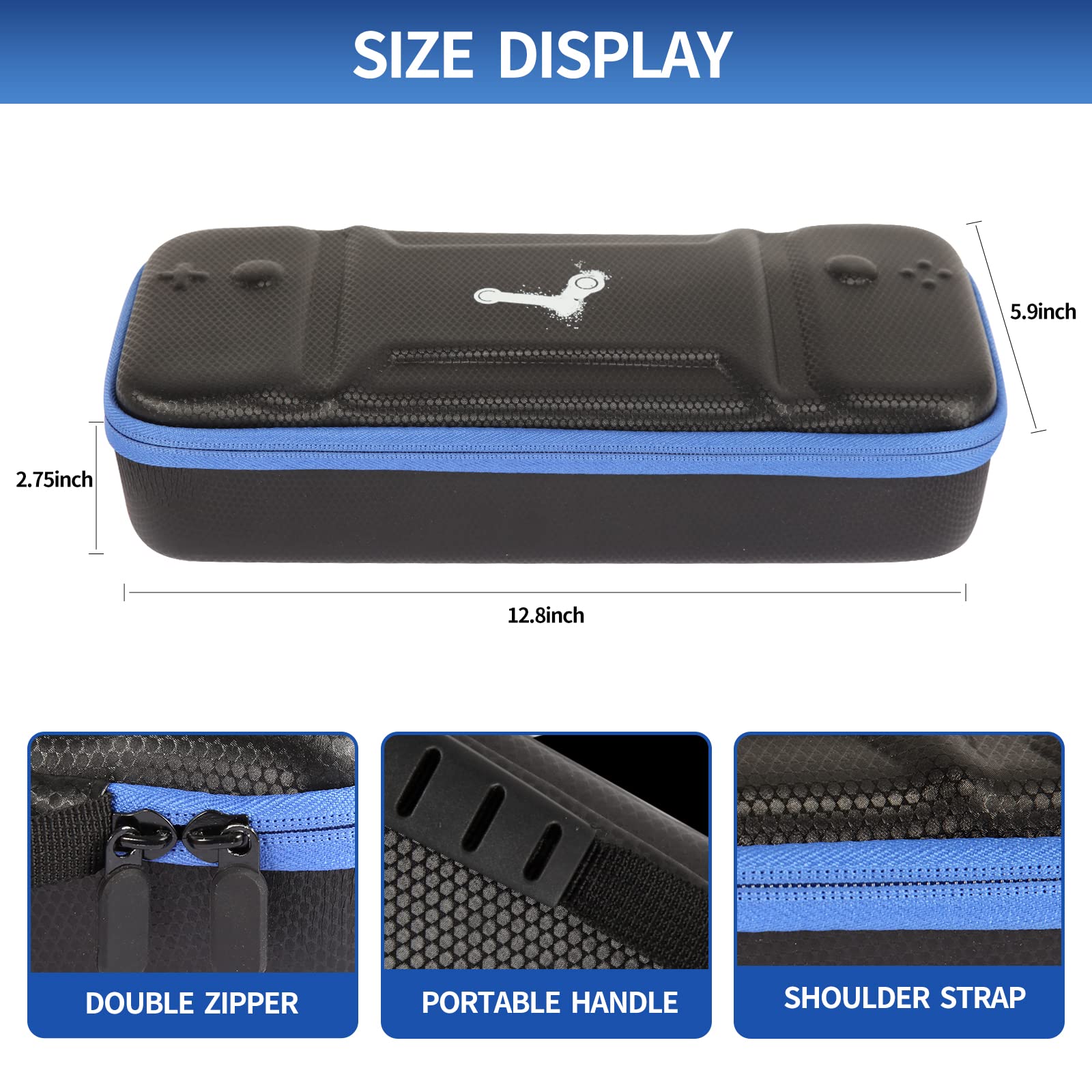 Redcomets Steam Deck Carrying Case.Compatible with Steam Deck, with a Steam Deck tempered glass screen protector.Hard,Portable,Steam Deck game cases with Pockets for Accessories.