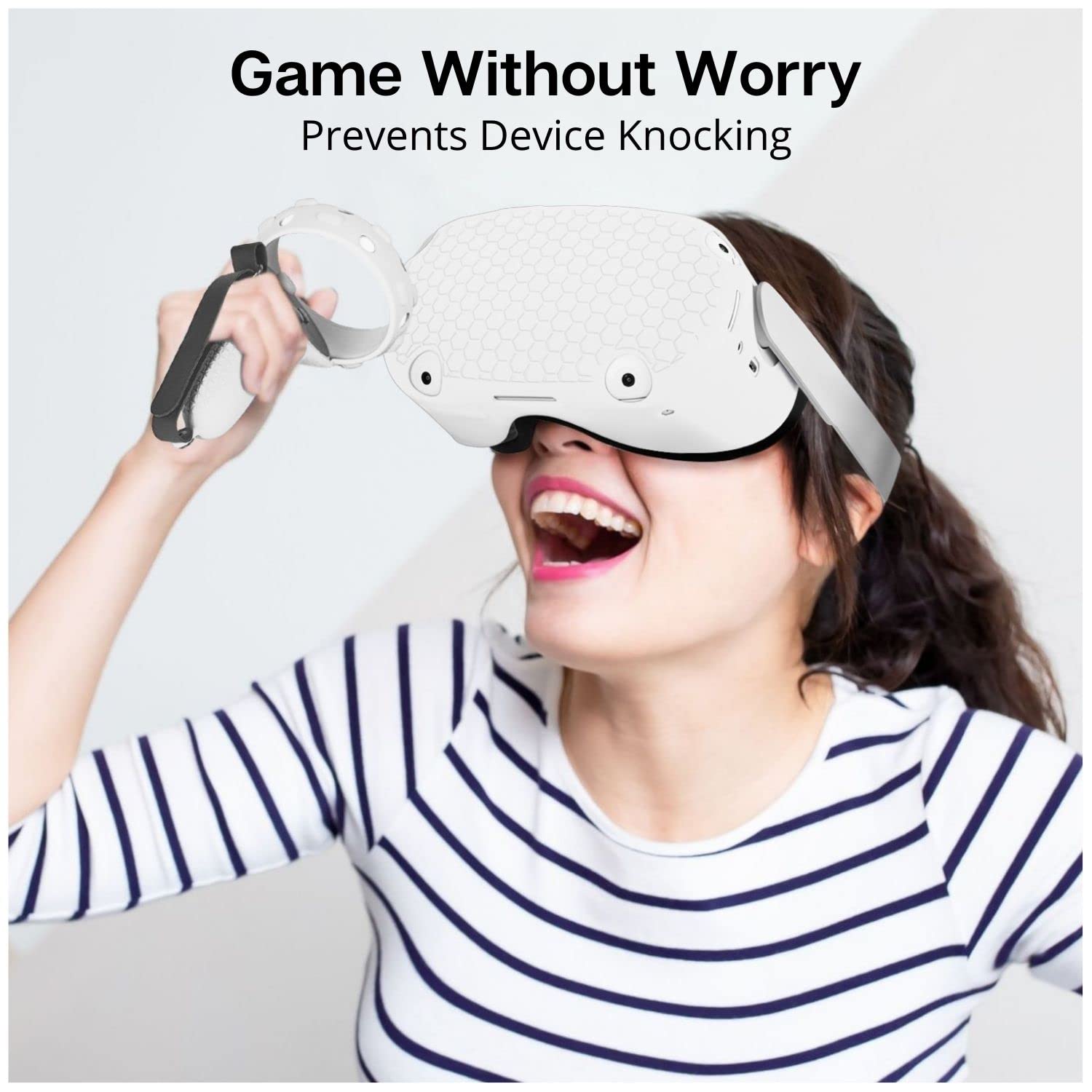 TNP VR Cover for Oculus Quest 2 Cover - White Silicone VR Cover for Oculus Quest 2 Protective Cover - Anti Scratch Dust Bump Oculus Protective Cover