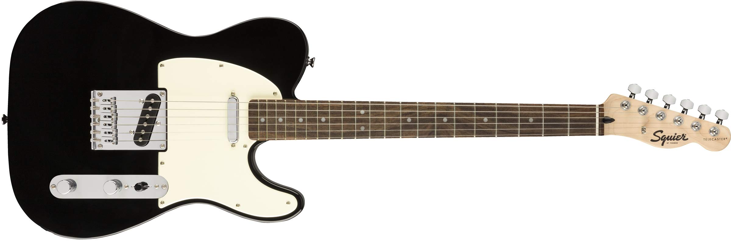 Squier Bullet Telecaster SS Electric Guitar (Black) and Fender Logo Guitar Strap (2in)