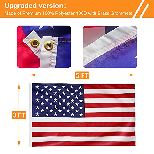 SCWN Flag Pole for Outside in Ground-25FT Telescoping Extra Thick Heavy Duty FlagPole for Yard,with 3x5 American Flag,Telescopic Adjustable Outdoor Flag Poles,for Commercial or Residential(Black)