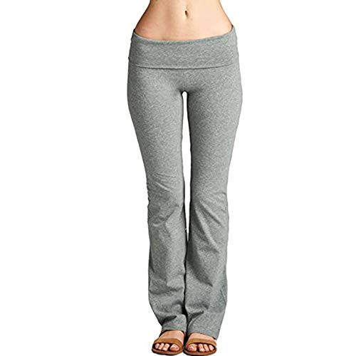 Qopobobo Flare Leggings for Women High Waisted Flare Pants Stretch Bootleg Workout Pants Gym Pant Grey