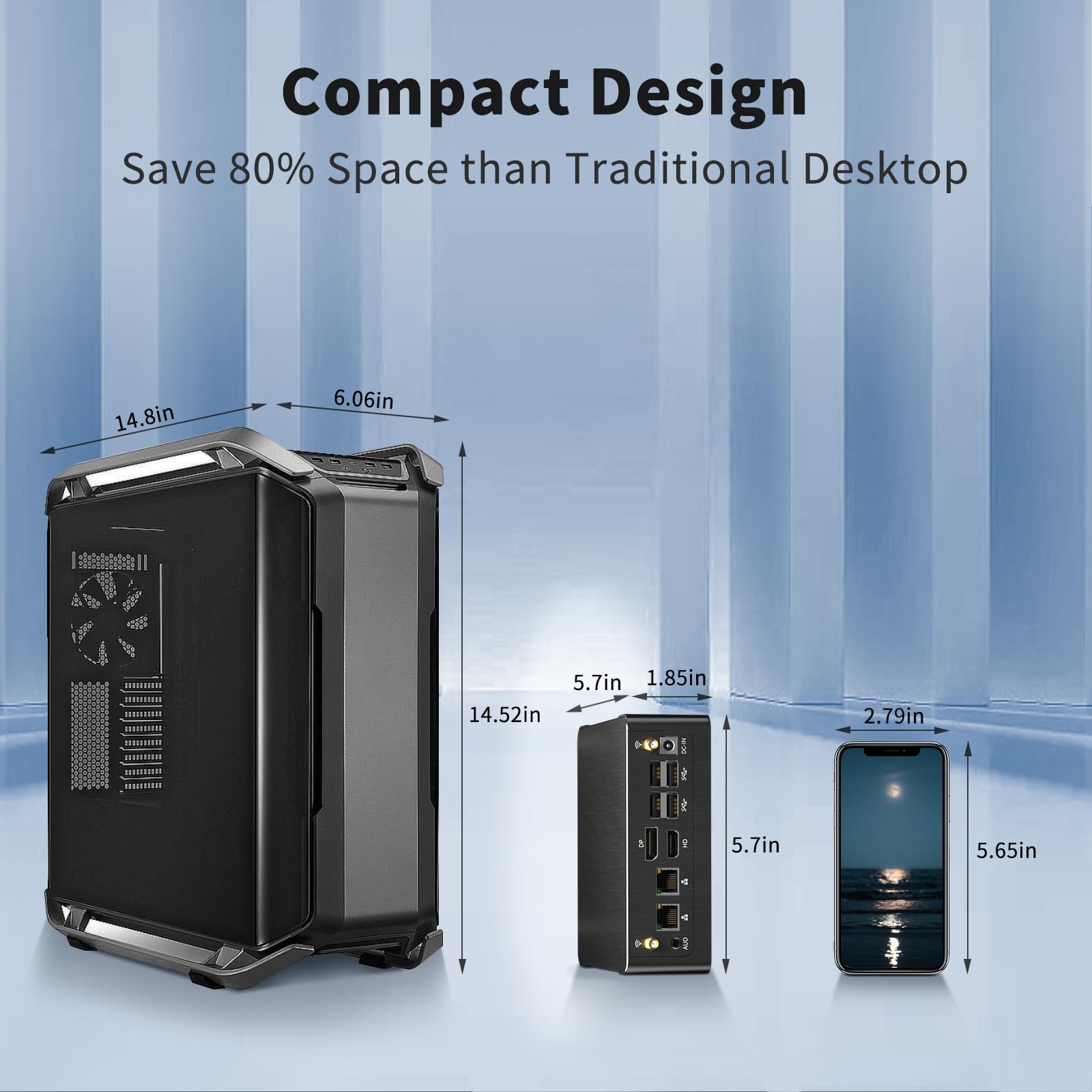msecore Mini PC with AMD Ryzen 9 5900HX 8 Cores, 64G DDR4 RAM, 2T NVME SSD, Dual LAN, Support 1 * 2.5G, 4K, 1*HDMI, 1*DP, 1*USBC Triple Display, Wi-Fi 6e, Bluetooth 5.3, VESA, Windows 11 Pro