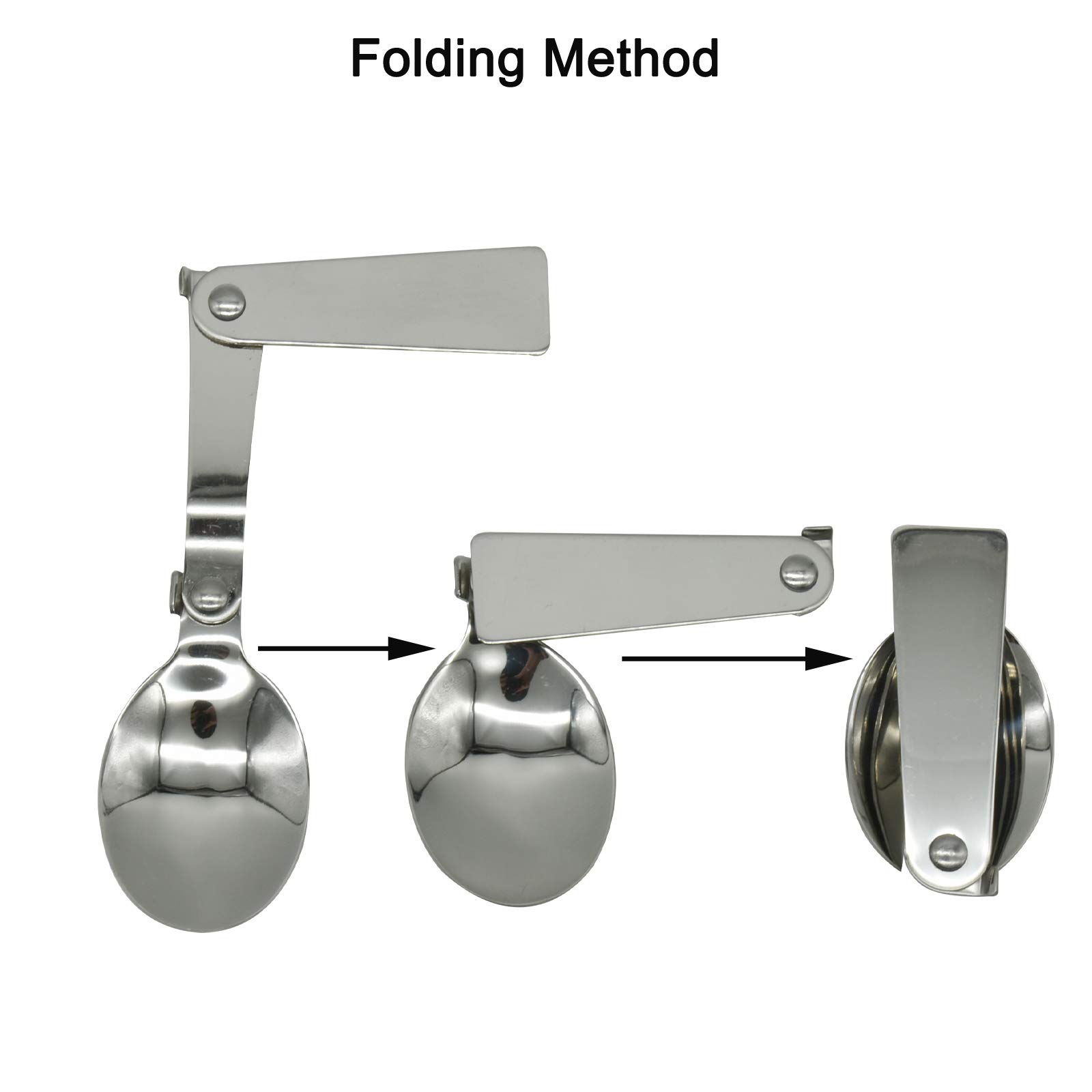 Maydahui Folding Spoon and Fork SUS 18/10(304)Stainless Steel Salad Spork Portable for Thermos and Travel (Pack of 6)