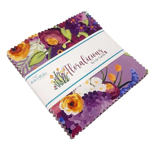 Lila Tueller Designs Floralicious 5" Stacker 42 5-inch Squares Charm Pack Riley Blake 5-13480-42