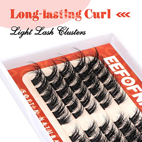 Mink Cluster Lashes Fluffy Individual Eyelashes Clusters False Lashes Curly Faux Mink Eyelashes DIY Individual Lash Extension at home by Eefofnn (8mm-16mm Mixed Length)