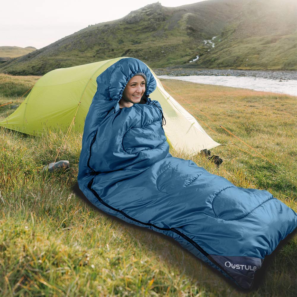 OUSUTLE Double Sleeping Bag for Adults, 2 Person Sleeping Bag with 2 Pillows for Backpacking Camping Hiking, Queen Size Cold Weather Sleeping Bag for Couples & Family Traveling