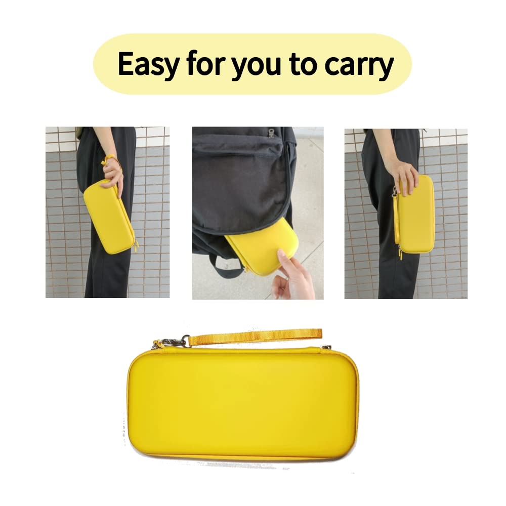 Switch Accessories Bundle, Peniobnm 13 in 1 Switch Accessories Kit Includes Switch Case, Adjustable Stand, 2 Tempered Glass Screen Protectors, Crystal Case for Console, 6 Thumb Grip Caps, Yellow
