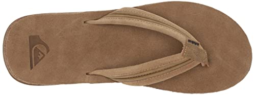Quiksilver mens Carver Leather Flip Flop Sandal, Tan - Solid, 12 US
