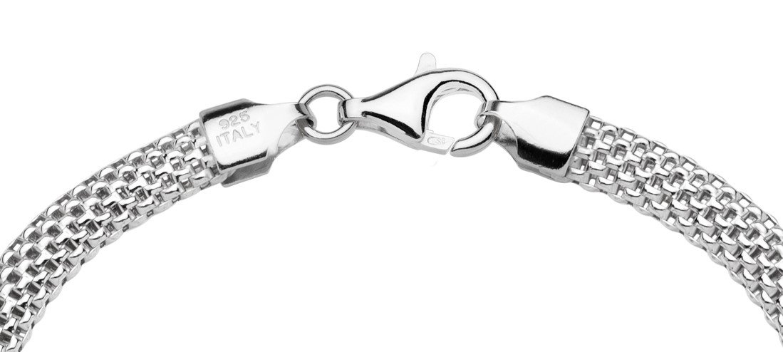 Miabella 925 Sterling Silver Italian 5mm Mesh Link Chain Bracelet for Women, Made in Italy (7 Inches (Small))
