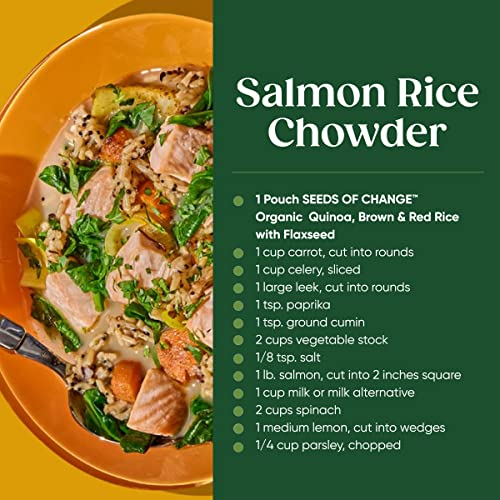 SEEDS OF CHANGE Organic Quinoa, Brown & Red Rice with Flaxseed, Microwaveable Ready to Heat, 8.5 Ounces (Pack of 6)