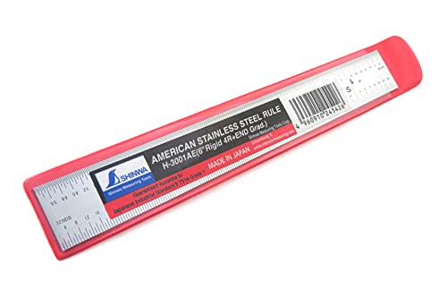 Shinwa H-3001AE 6 inch Rigid Machinist Ruler 4R Graduations (1/64, 1/32, 1/16, 1/8) with 1/32 End Grads