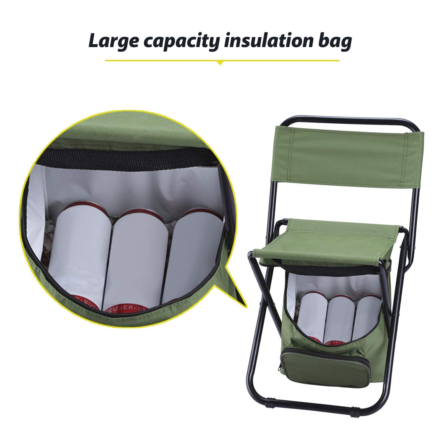 Multifunction 3 in 1 Fishing Backpack Chair Seat with Cooler Bag Compact Folding Hiking Camping Stool Portable Insulated Cooler Picnic Bag Beach Chair Backpack Stool Heavy Duty 330lbs