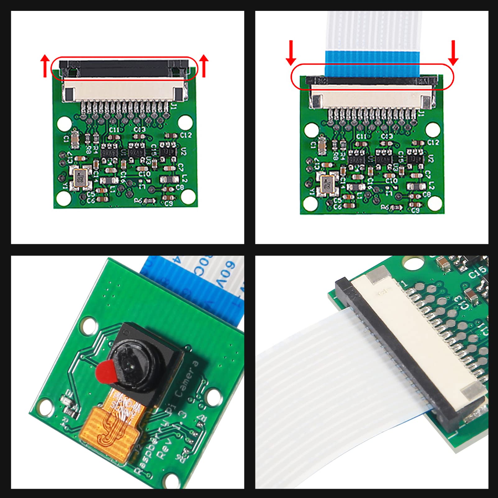 Shutao 7Pcs Raspberry Pi Camera Cable 15 Pin Flexible Flat Cable 5.90/11.81/19.68/39.37/78.74in White Ribbon Extension Cable for Pi A/B/B+, 2, 3 3B+, 4 and 5.90/11.81 Golden Cable for Pi Zero/Zero w