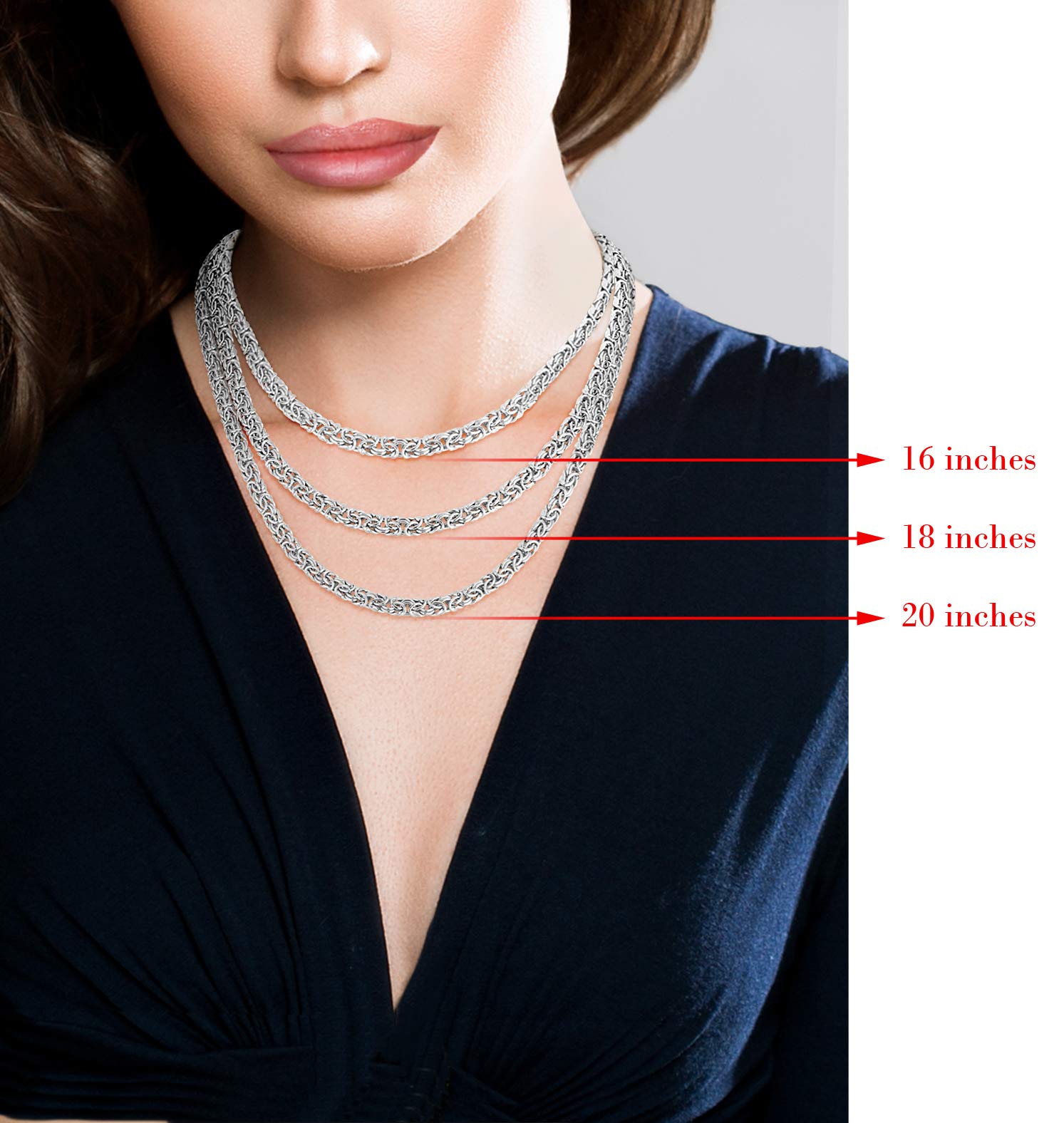 Miabella 925 Sterling Silver Italian Byzantine Necklace for Women, Handmade in Italy (Length 18 Inches (Small))