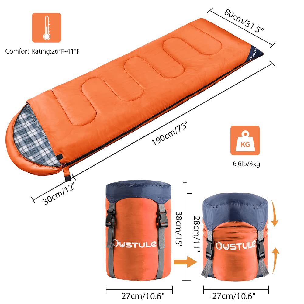 OUSUTLE Double Sleeping Bag for Adults, 2 Person Sleeping Bag with 2 Pillows for Backpacking Camping Hiking, Queen Size Cold Weather Sleeping Bag for Couples & Family Traveling