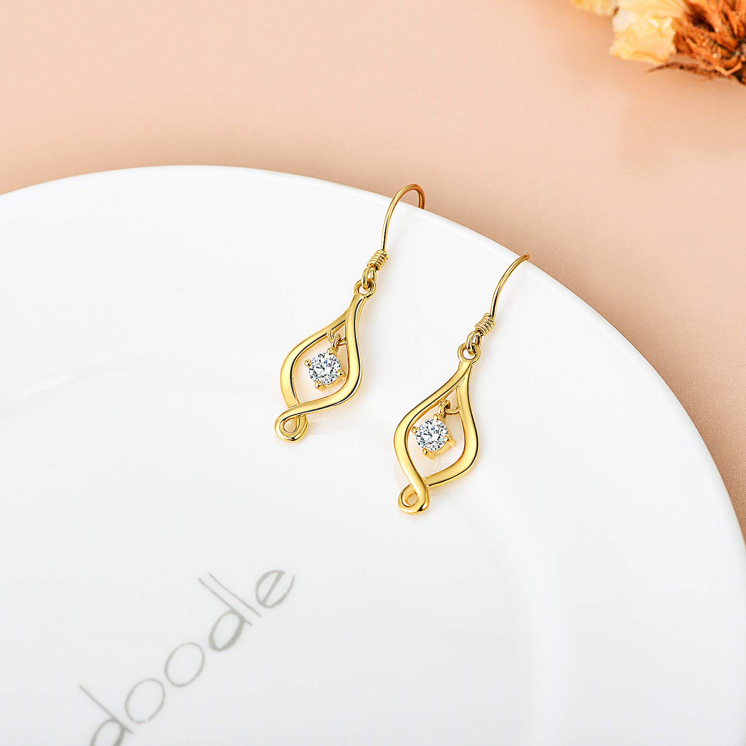 SISGEM 10K Solid Gold Infinity Drop Earrings for Women,Yellow Gold Moissanite Infinite Love Dangles Earrings Birthday Gifts for Wife Mom