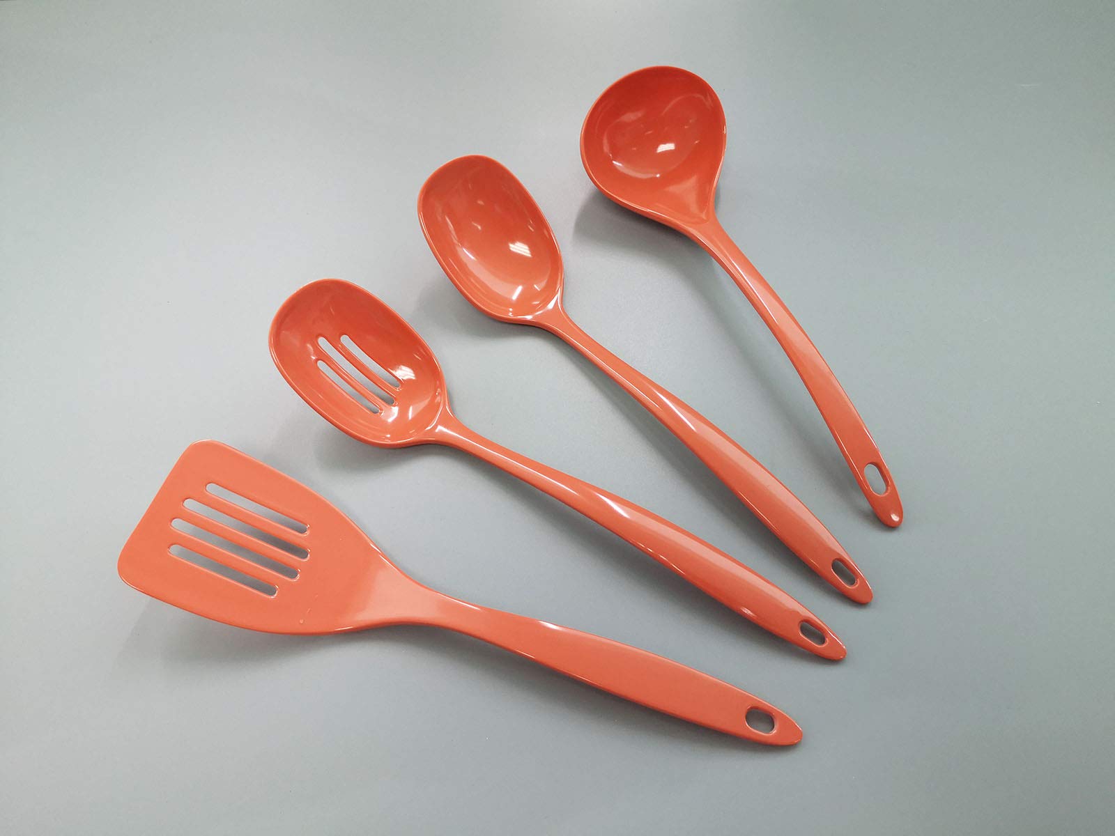 Melamine Utensil Set, 4-Piece,Slotted Spoon,Spatula,Ladle,Spatula (orange)