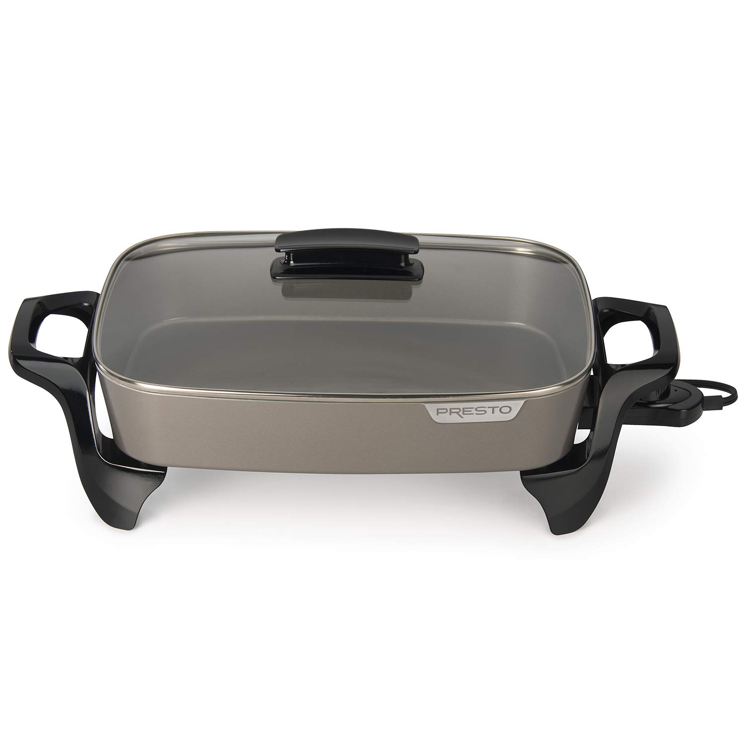 Presto 07055 Cool-Touch Electric Ceramic Griddle, 20", Black & Electric Skillet, 16", Grey Ceramic