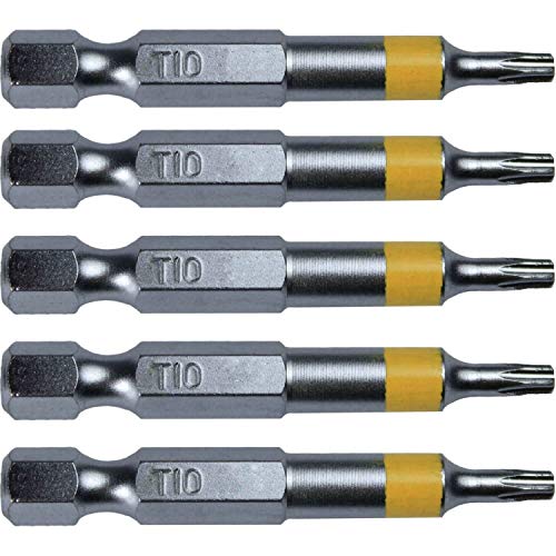 T10 (T-10) Torx/Star Driver Bit - Color Coded T10 X 2" Torx/Star Drive Quick Change Shank Bit for Screws and Fasteners Requiring T10 (T-10) Size Bits (5 PACK)